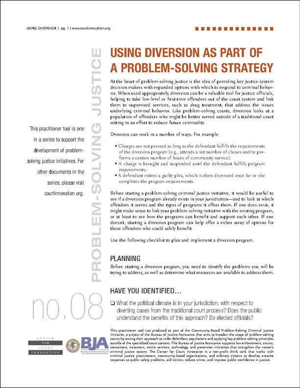 Fact Sheet: Using Diversion as Part of a Problem-Solving Strategy ...