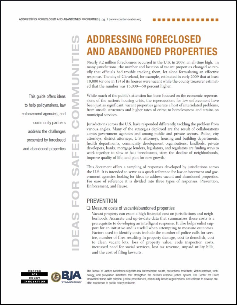 Addressing Foreclosed and Abandoned Properties - Center for Justice ...