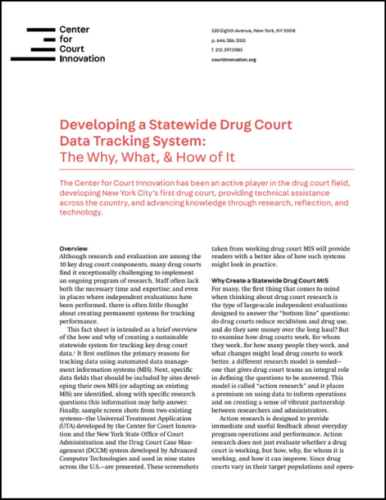 Fact Sheet: Developing a Statewide Drug Court Data Tracking System - Center for Justice Innovation