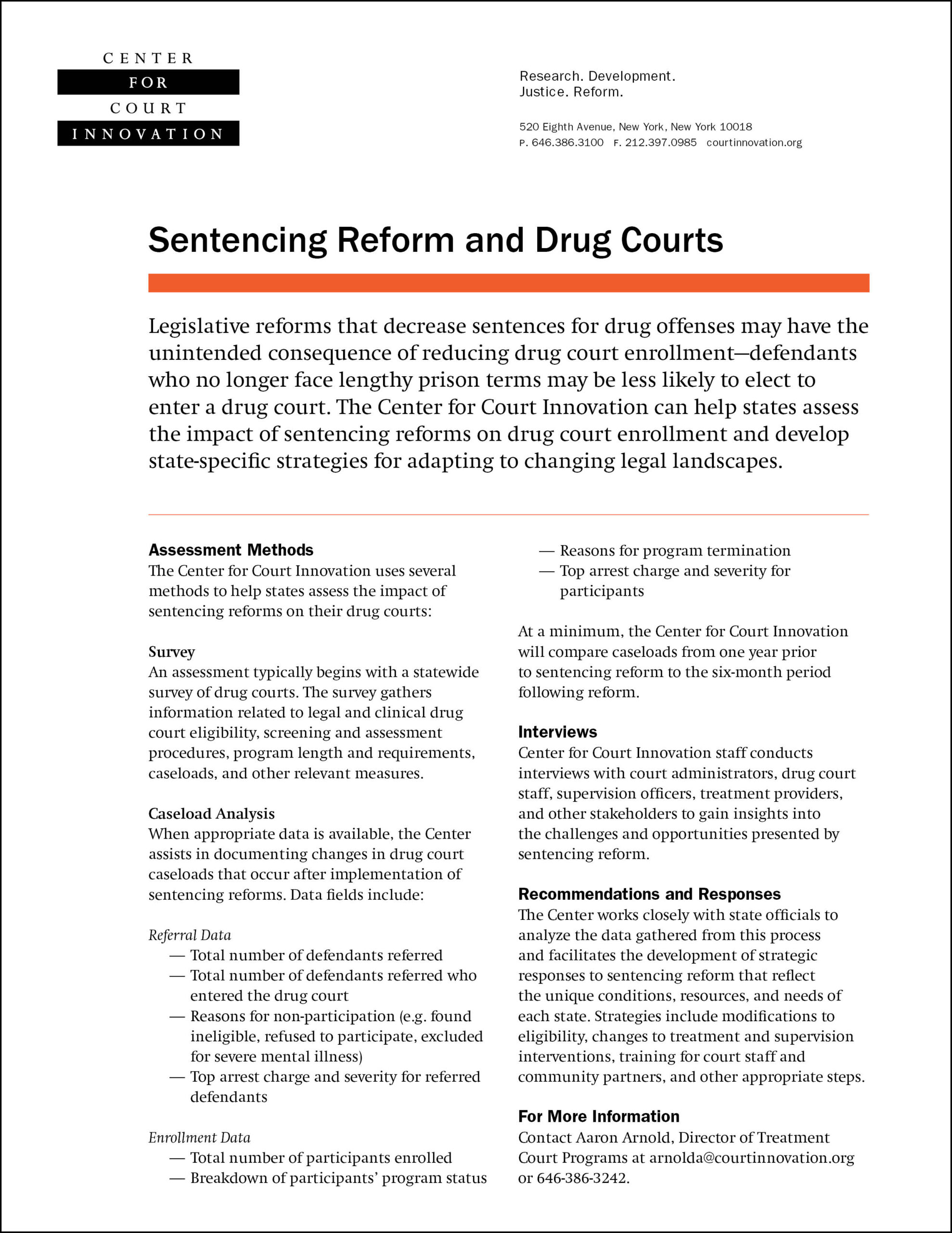 Fact Sheet: Sentencing Reform and Drug Courts - Center for Justice ...