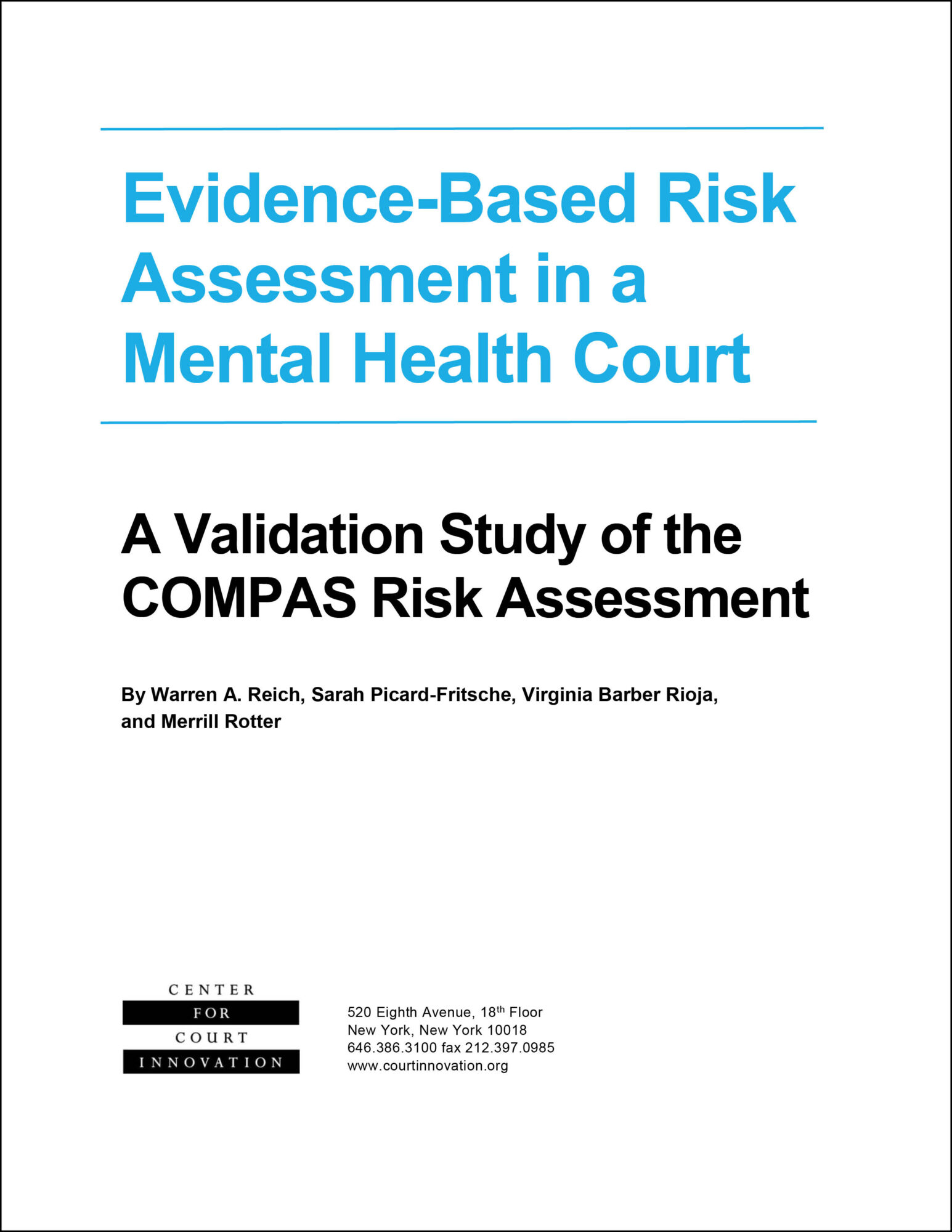 Evidence-Based Risk Assessment in a Mental Health Court: A Validation ...