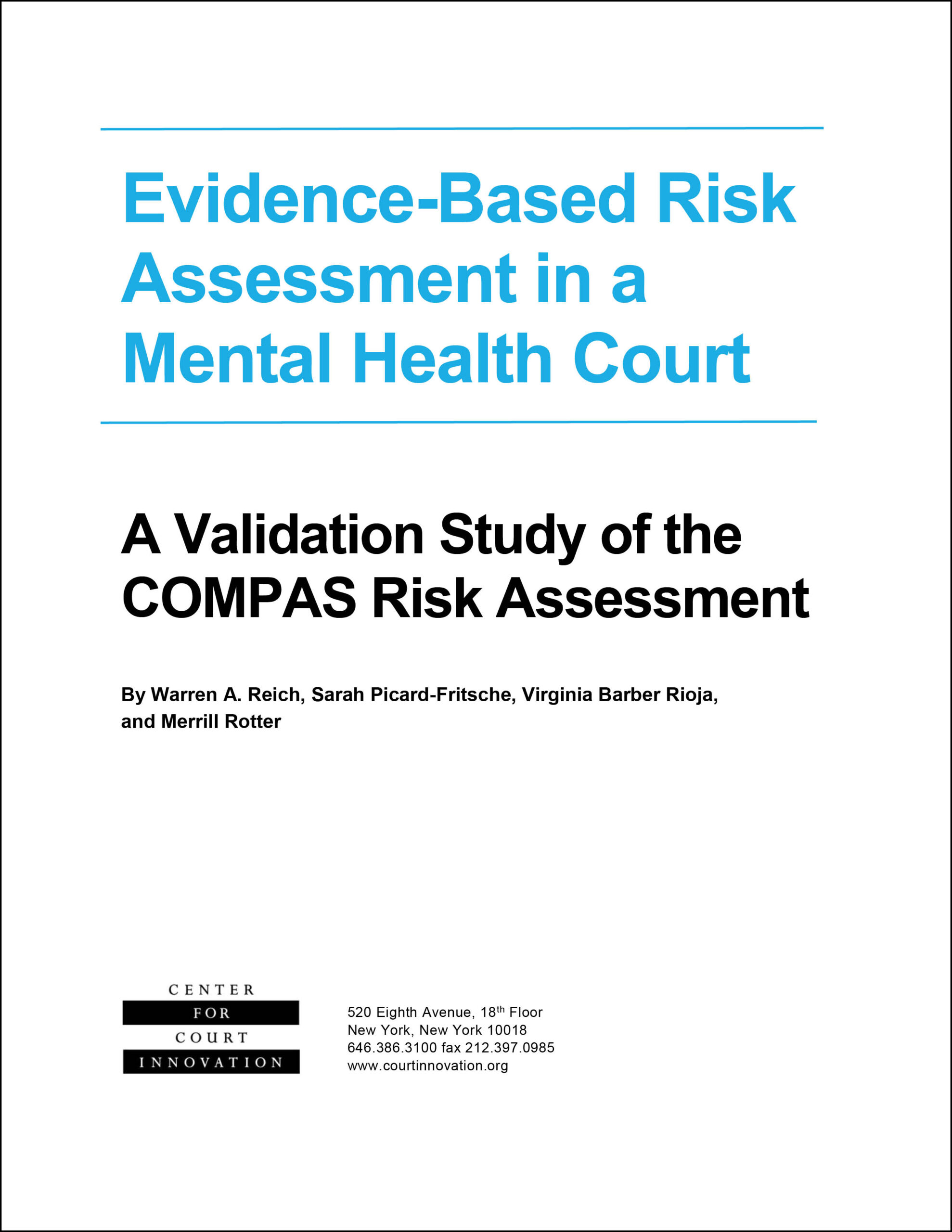 Evidence-Based Risk Assessment in a Mental Health Court: A Validation ...