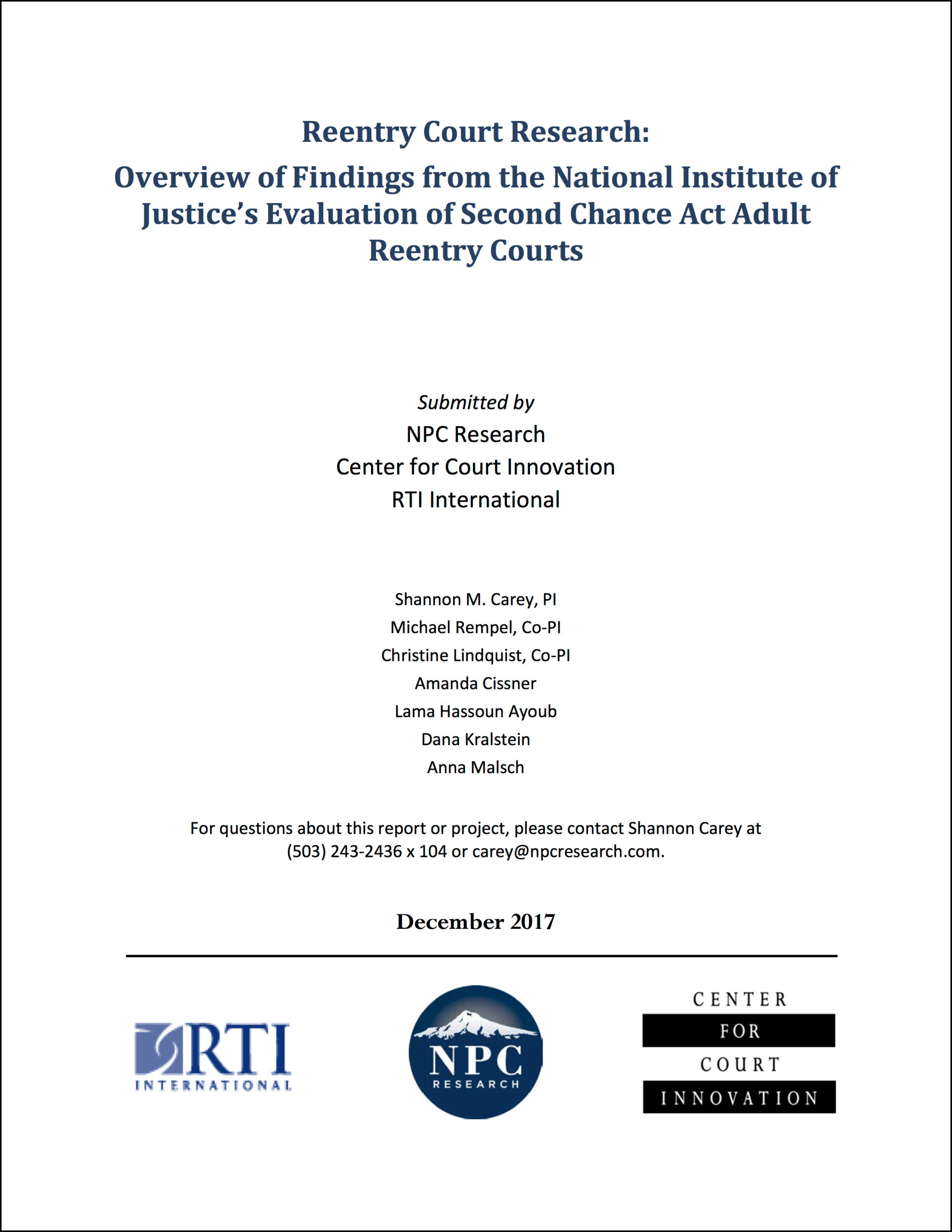 Reentry Court Research: An Overview of Findings from the National ...