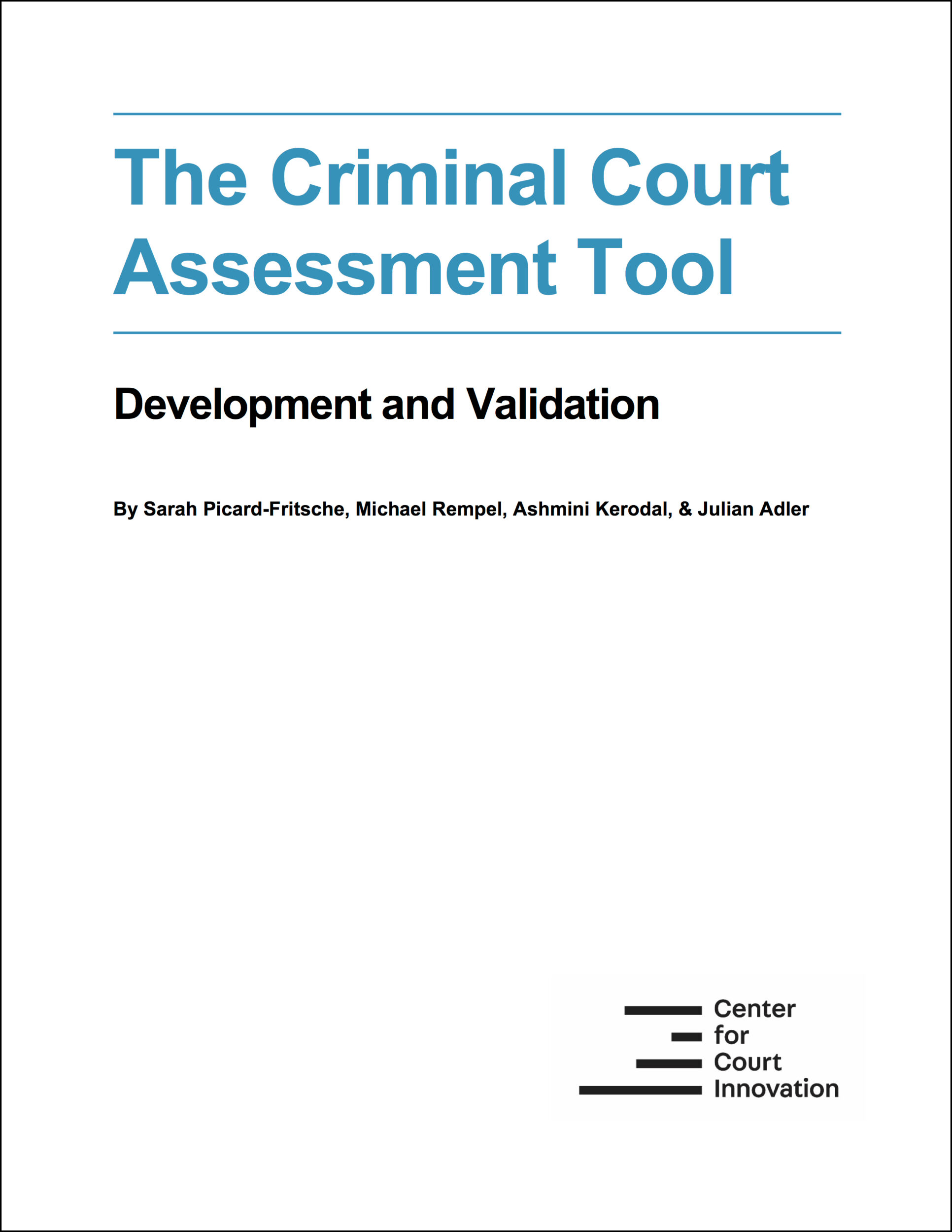 The Criminal Court Assessment Tool: Development and Validation - Center ...