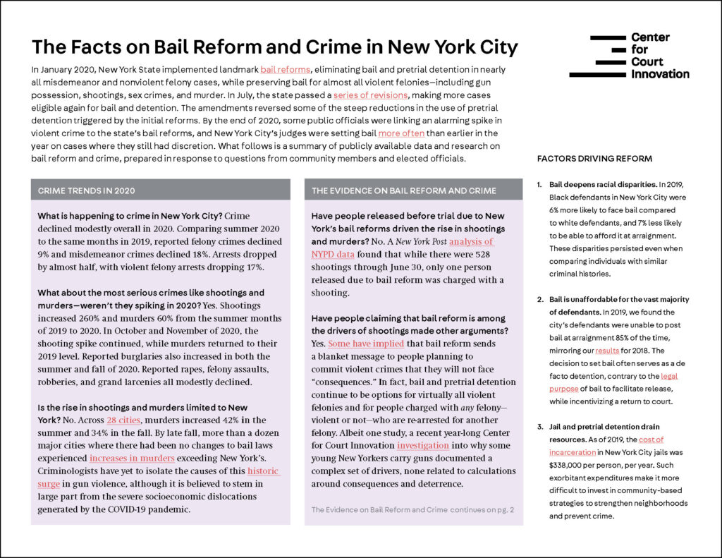 The Facts on Bail Reform and Crime in New York City - Center for ...