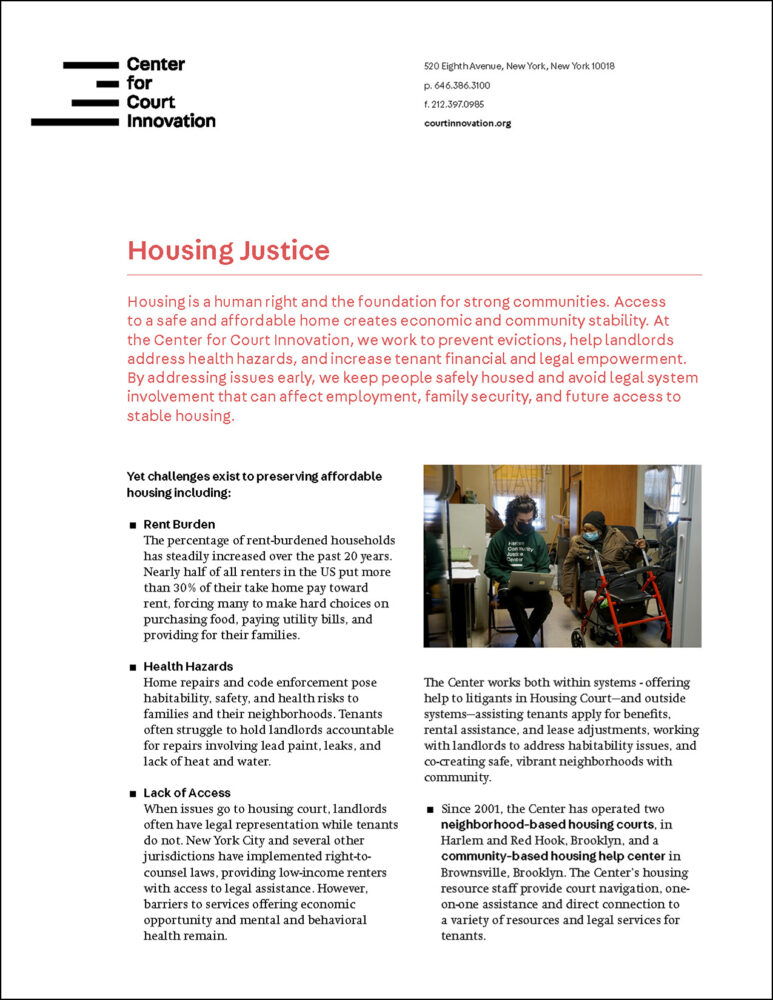 Fact Sheet: Housing Justice - Center for Justice Innovation