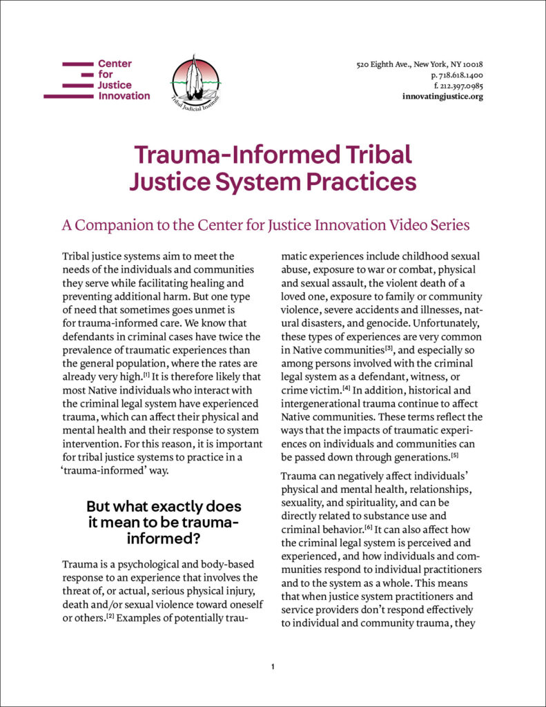 Fact Sheet: Trauma-Informed Tribal Justice System Practices - Center ...