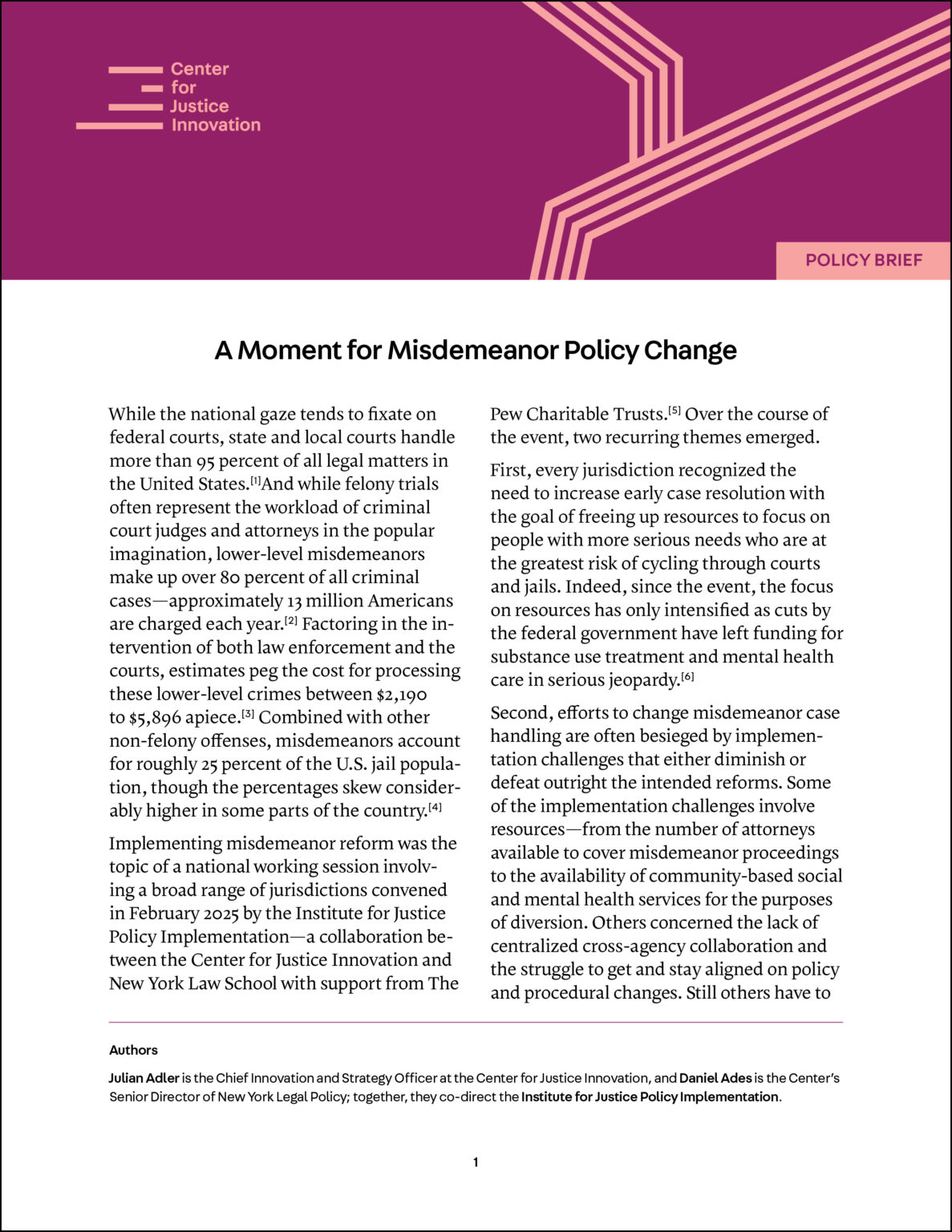 A Moment for Misdemeanor Policy Change - Center for Justice Innovation